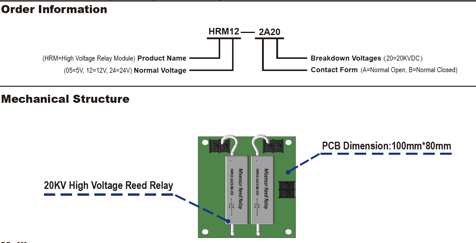 20KV Contact and Coil 24V High Voltage Reed Relay Module HRM24-2A20 ...