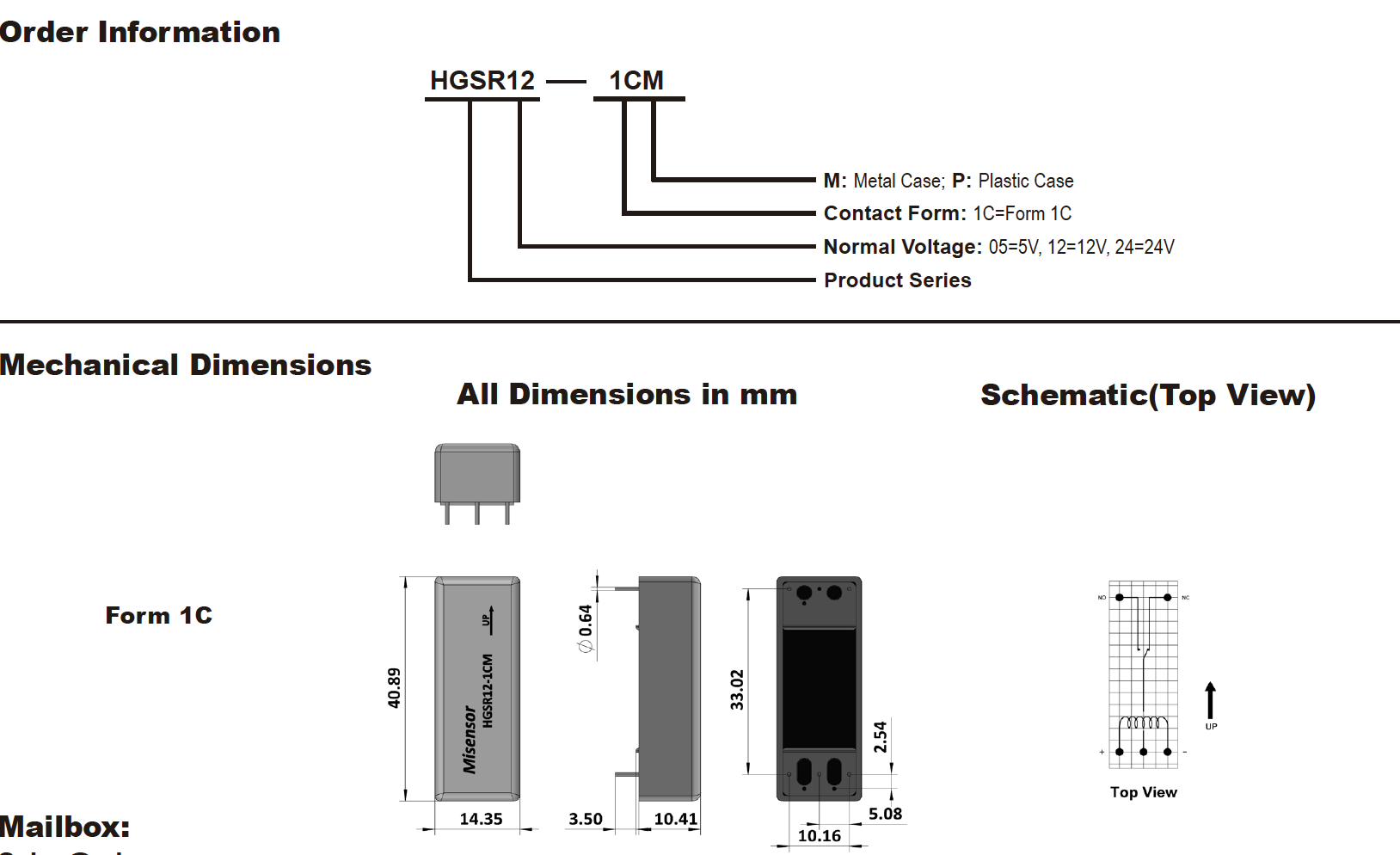 12V Mercury Wetted Relay with Shell HGSR12-1CM - SHR Electronic ...