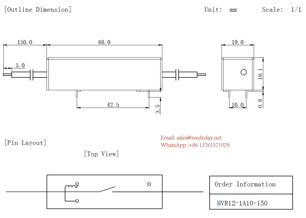 High Voltage Reed Relay HVR12-1A10-04-150 - SHR Electronic - Misensor ...